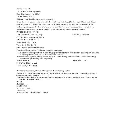 David-Resume_backup | PDF | Home & Garden