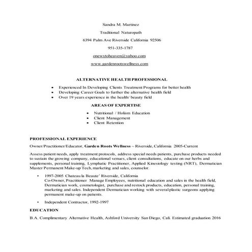 Sandra M. Martinez resume revised 2015 | DOCX