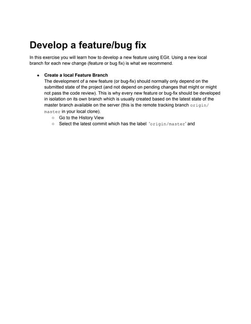 Git Tutorial EclipseCon France 2014 - Git Exercise 03 - work on branches in parallel | PDF