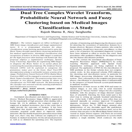 Dual Tree Complex Wavelet Transform, Probabilistic Neural Network and Fuzzy Clustering based on ...