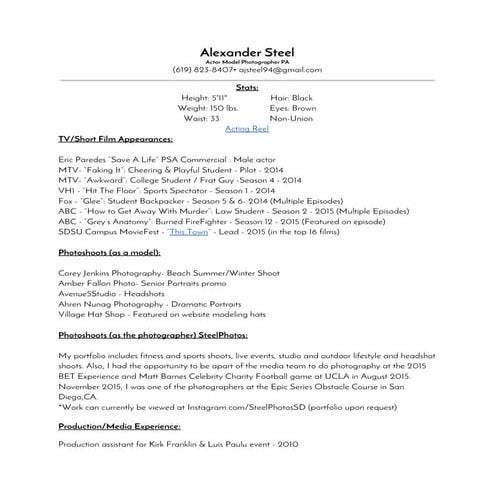 AlexanderSteelArtsResume | PDF