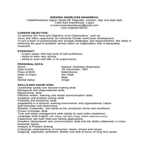 NZENWA GODBLESS NNAEMEKA UPDATED | PDF