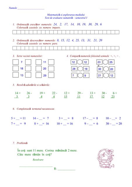 4 evaluare initiala_matematica | PDF
