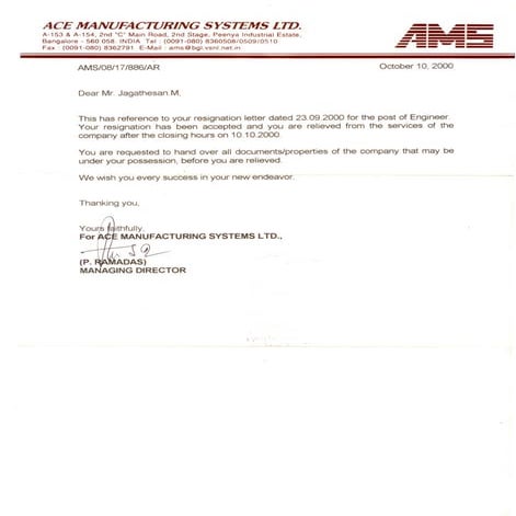 AMS experinece letter | PDF