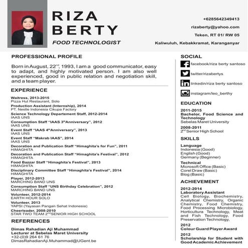 CV RIZA BERTY SANTOSO | PDF