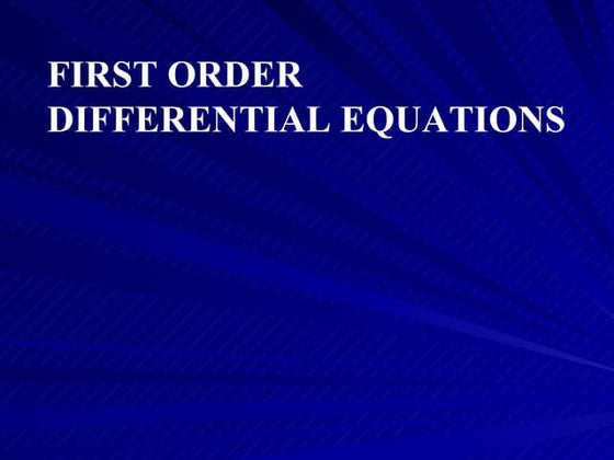 1st order differential equations | PPT
