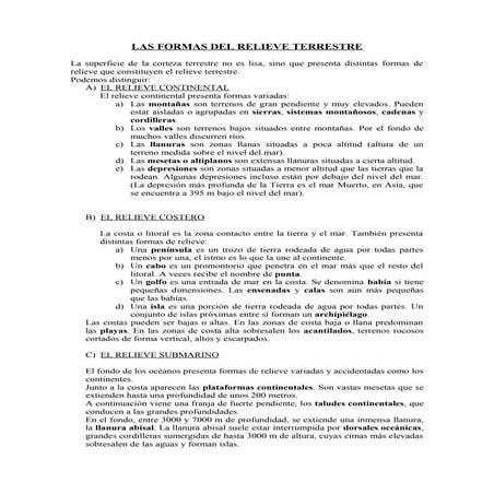 Las formas del relieve terrestre | DOC