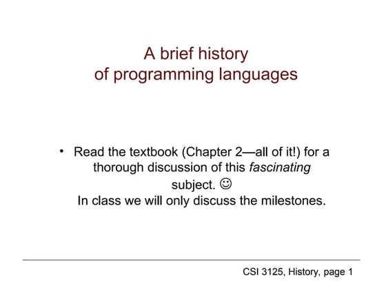 History of programming languages (Just a start) | PPTX