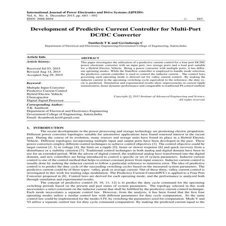 Development Of Predictive Current Controller For Multi Port Dc Dc
