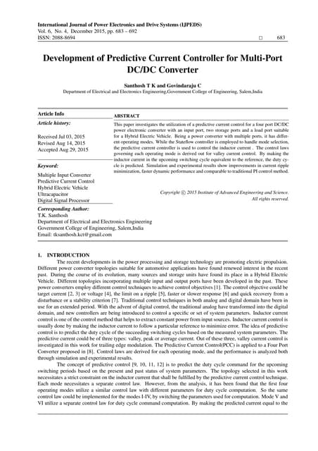 Development Of Predictive Current Controller For Multi Port Dc Dc