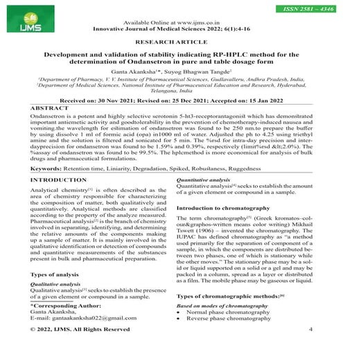 Development and validation of stability indicating RP-HPLC method for the determination of ...