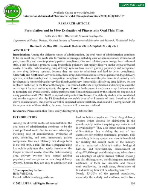 ORAL DISINTEGRATING FILM - ODF | PPT