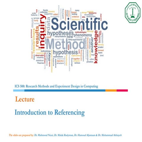 Research methods course - Introduction to Referencing | PPTX