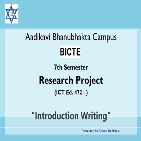 Research project : Introduction Writing | PPT