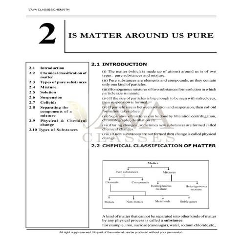 Class 9 Science chapter is matter around us pure notes pdf | PDF