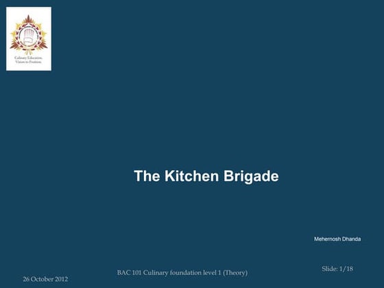 CLASSIC KITCHEN BRIGADE | PPTX