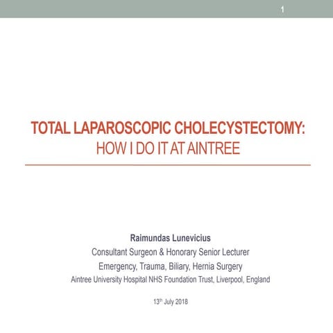 Total laparoscopic cholecystectomy: how I do it, 2018, by R. Lunevicius ...