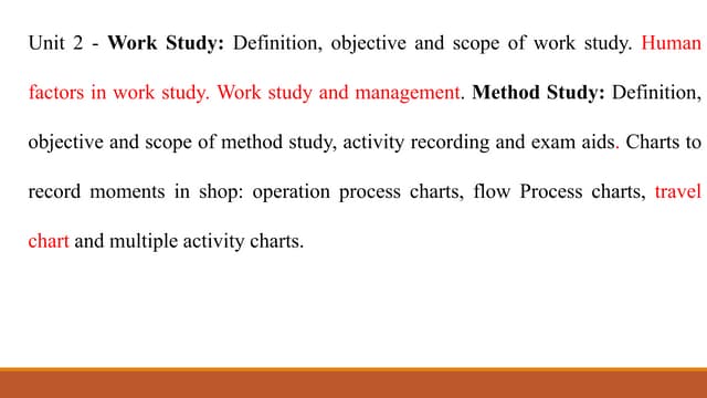 Lecture 2 process charts work study | PPTX