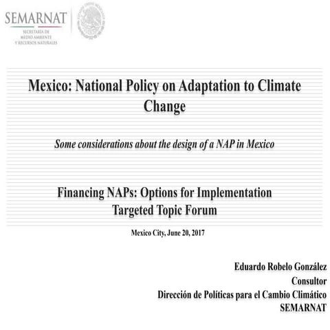 Mexico: National Policy on Adaptation to Climate Change | Eduardo ...