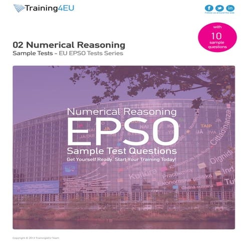 Numerical Reasoning Sample Tests EU EPSO | PDF