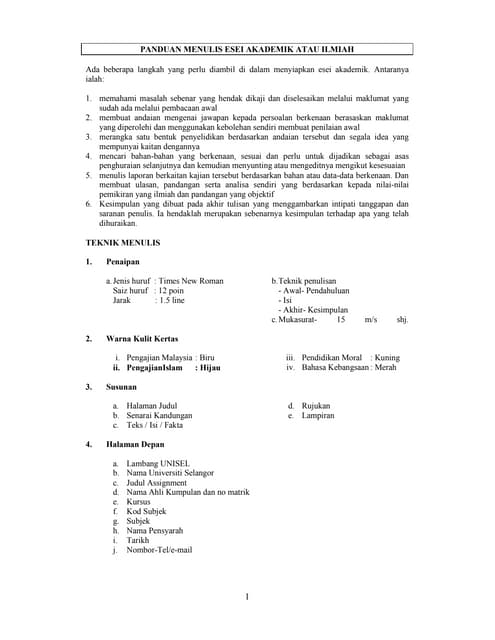 Panduan Penulisan Akademik (Institut Pendidikan Guru) | DOC