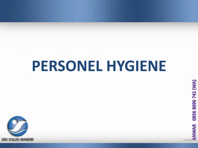 Hygiene Personil : salah satu modul GMP | PPT