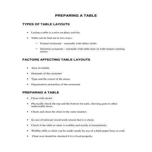 02 preparation of table | PDF