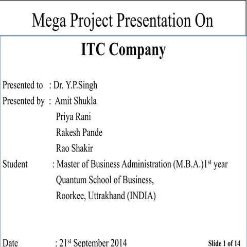 ITC PPT.pptx itc report their csr activities and management discussion ...