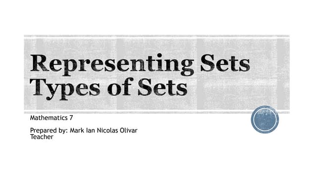 Sets and there different types. | PPTX