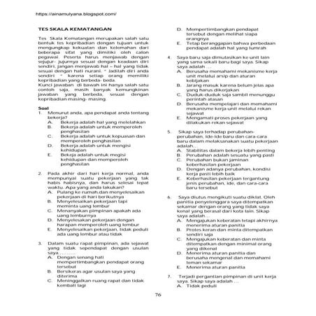 Materi soal Skd Twk TKP lengkap tahun 2018 | PDF