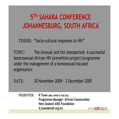 02 Tuwe Sahara 5th Conference Jburg (Latest Compatibility Nov Dec 2009 ...