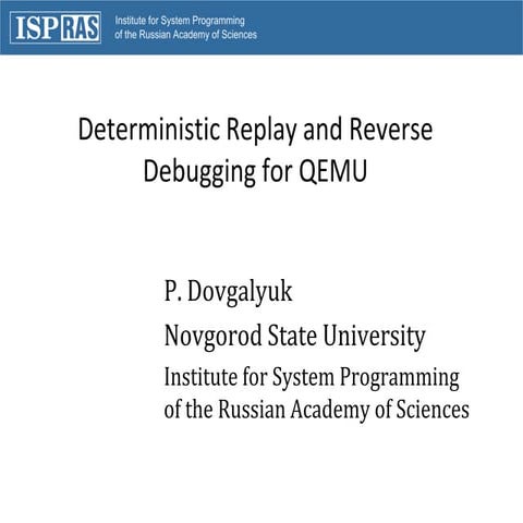 qemu deterministic replay reverse debugging | PDF