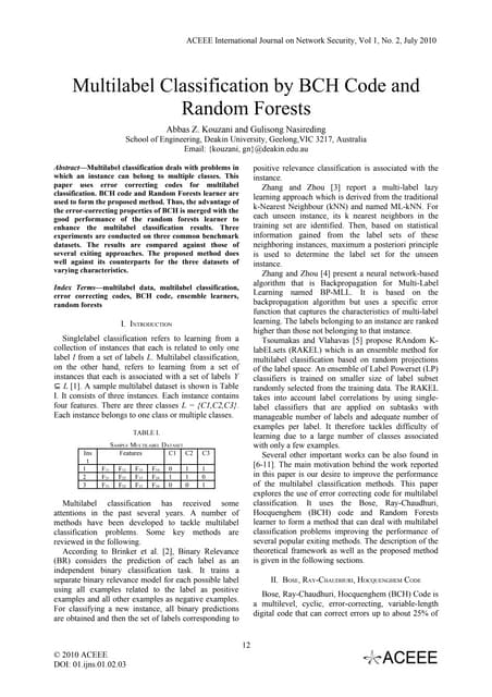 Multilabel Classification by BCH Code and Random Forests | PDF Multilabel Classification by BCH Code and Random Forests | PDF