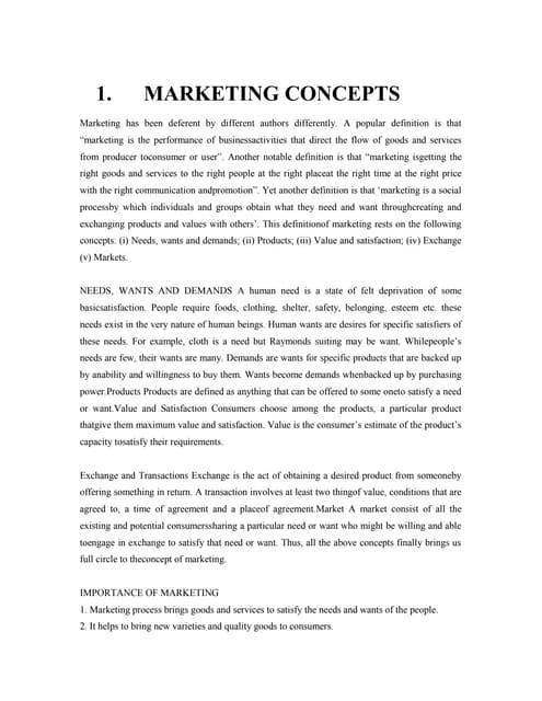 Unit 1 introduction to marketing - Class 11 - CBSE - 2016/17 | PDF ...