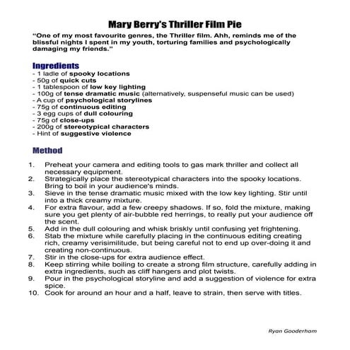 GENRE RECIPE - Thriller Films | DOC