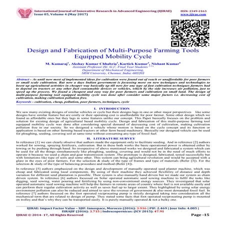 Design and Fabrication of Multi-Purpose Farming Tools Equipped Mobility ...
