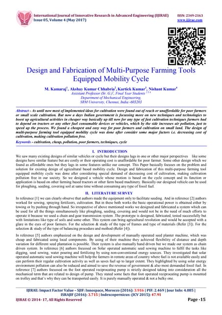 Design and Fabrication of Multi-purpose Agriculture Machine | PDF ...