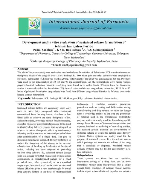 Formulation Of Timolol Maleate Sustained Release Matrix Tablets Pdf