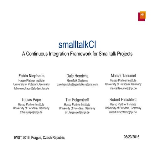 smalltalkCI: A Continuous Integration Framework for Smalltalk Projects ...