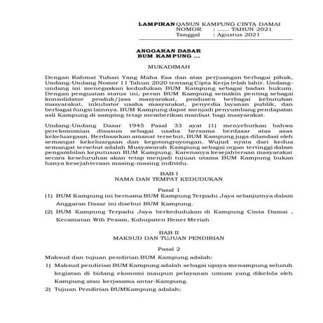 03. lampiran perdes ad pendirian bum desa final | DOCX