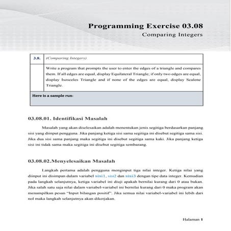 03.08. Membandingkan Integer Menggunakan Bahasa Pemrograman C++ | PDF