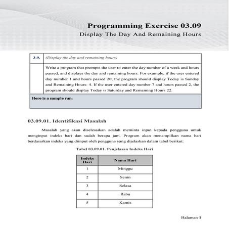 03.09. Menampilkan Nama Hari dan Selisih Hari Menggunakan Bahasa ...