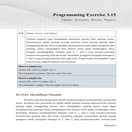 03.15. Permainan Batu Gunting Kertas Menggunakan Bahasa Pemrograman C++ | PDF
