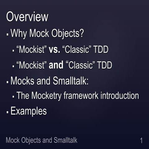 Mock Objects And Smalltalk Ppt