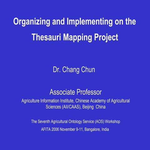 Organizing and Implementing on the Thesauri Mapping Project | PPT