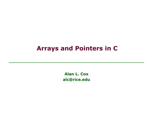 concept on arrays and pointers with examples arrays-pointers.ppt concept on arrays and pointers with examples arrays-pointers.ppt