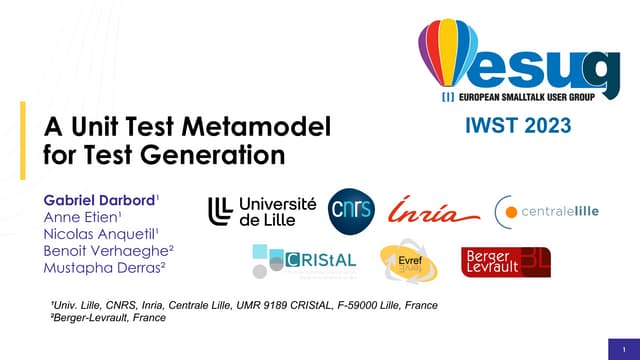 A Unit Test Metamodel For Test Generation Ppt