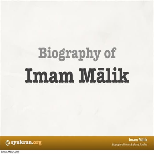 Biography Imam Malik | PDF