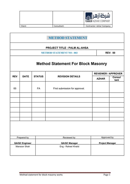 07 - Method Statement for Plastering Works.pdf