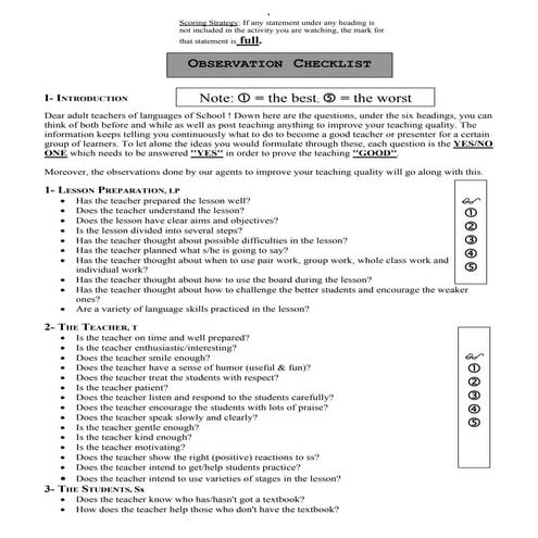 03-OBSERVATION CHECKLIST1.pdf for real demo | PDF